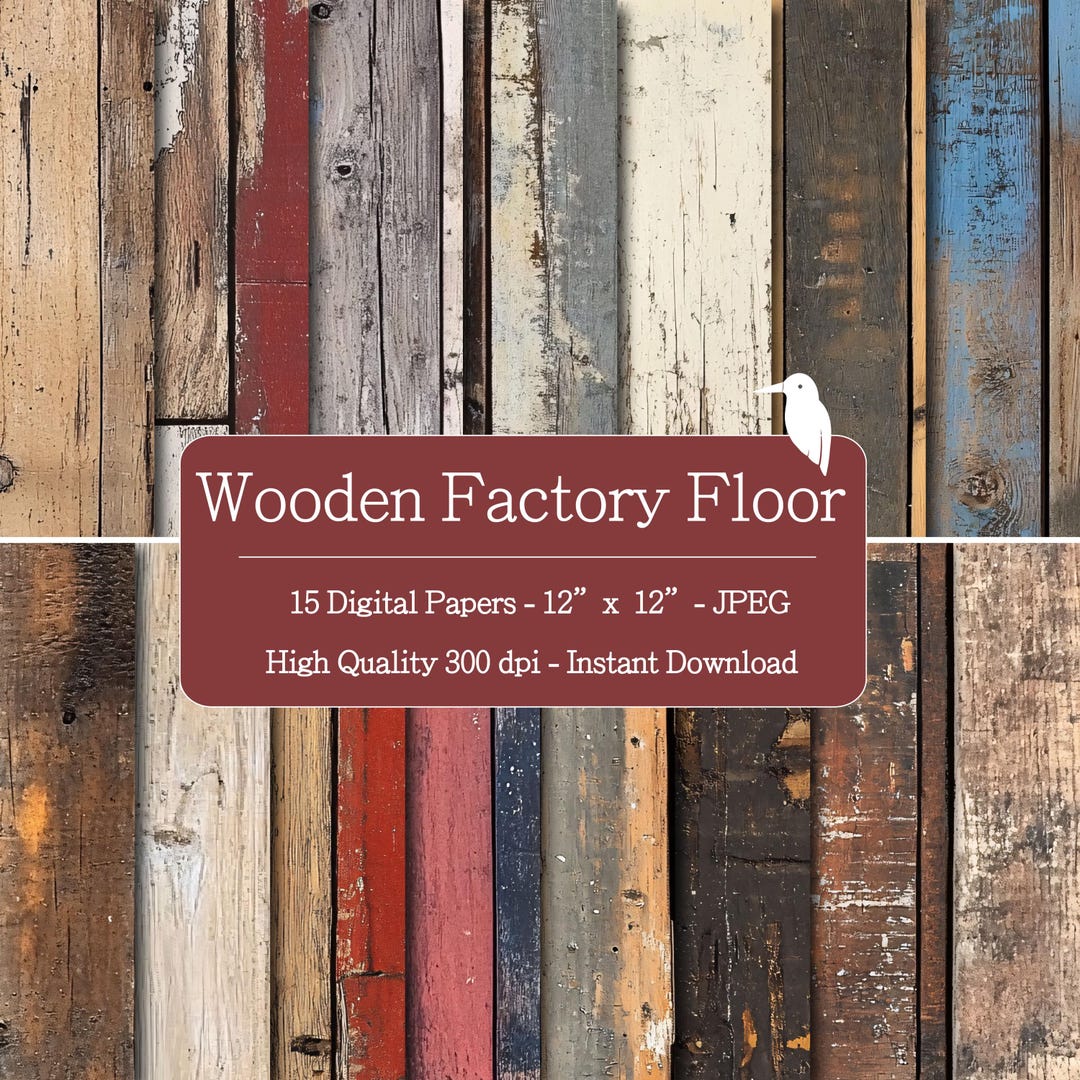 Wooden Factory Floor Texture Digital Papers Set for Instant Download ...