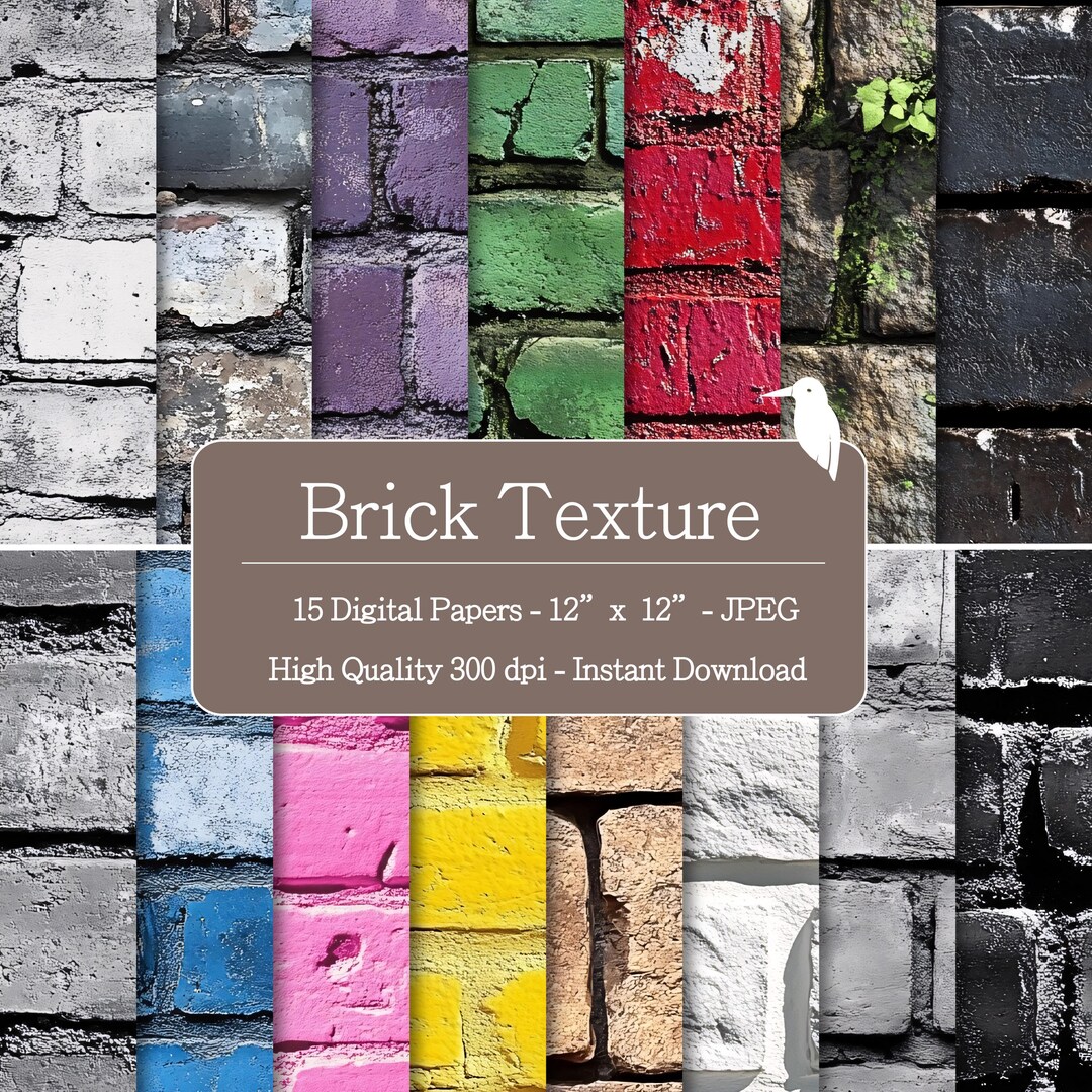 Brick Texture Digital Paper Set, Scrapbooking Patterns (digital ...