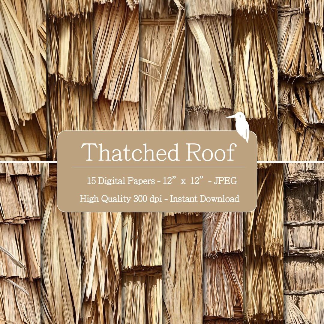 Thatched Roof Texture Digital Papers Set for Instant Download, Digital ...