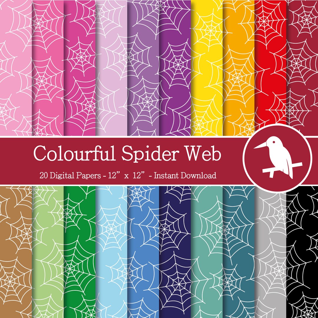 Colorful Spider Web Digital Paper Set: Scrapbooking Patterns (digital ...