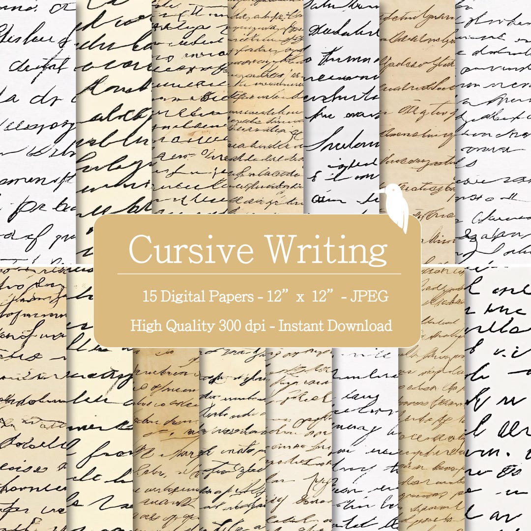 Cursive Writing Texture Digital Papers Set for Instant Download ...