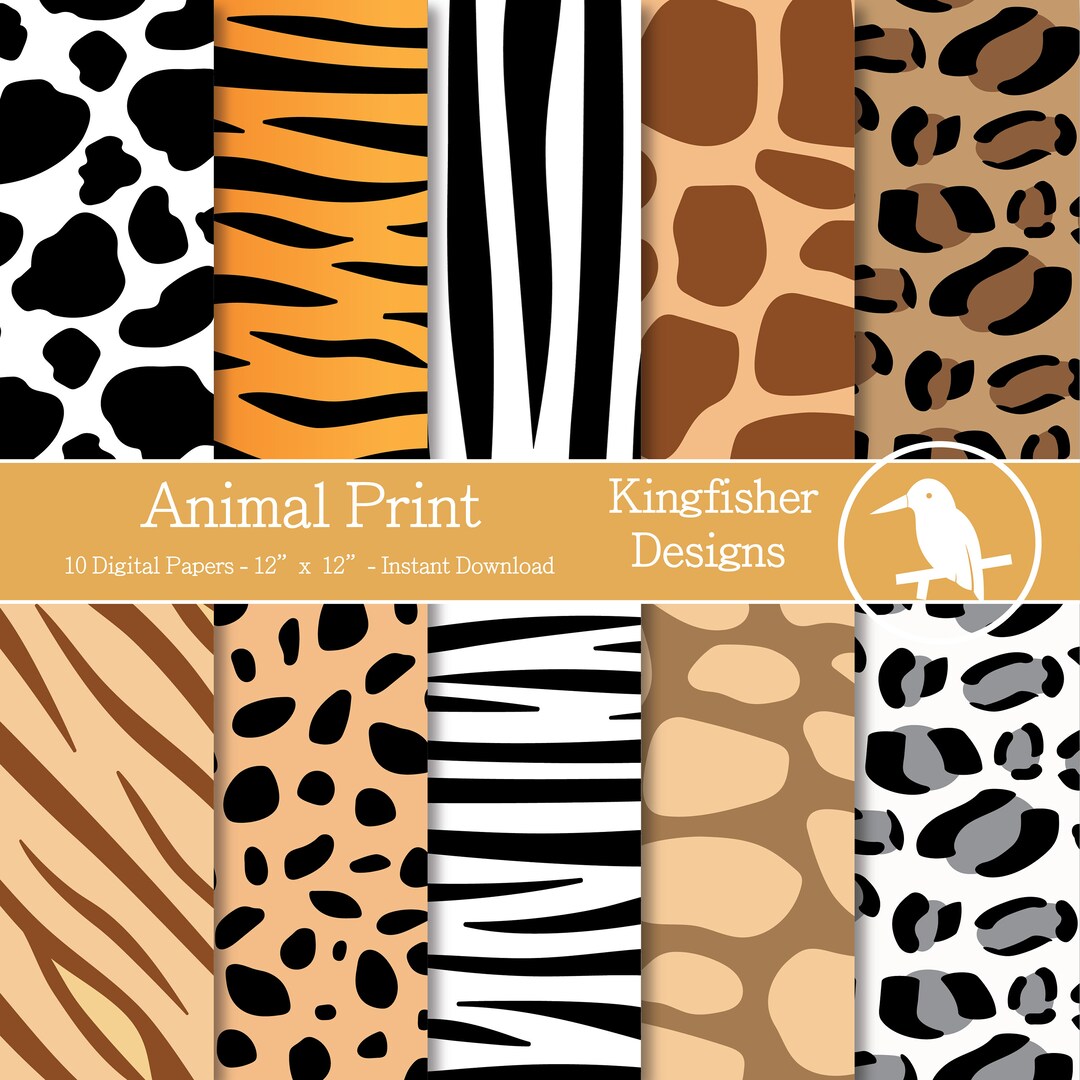10 Animal Print Design Digital Papers Set for Instant Download Digital ...
