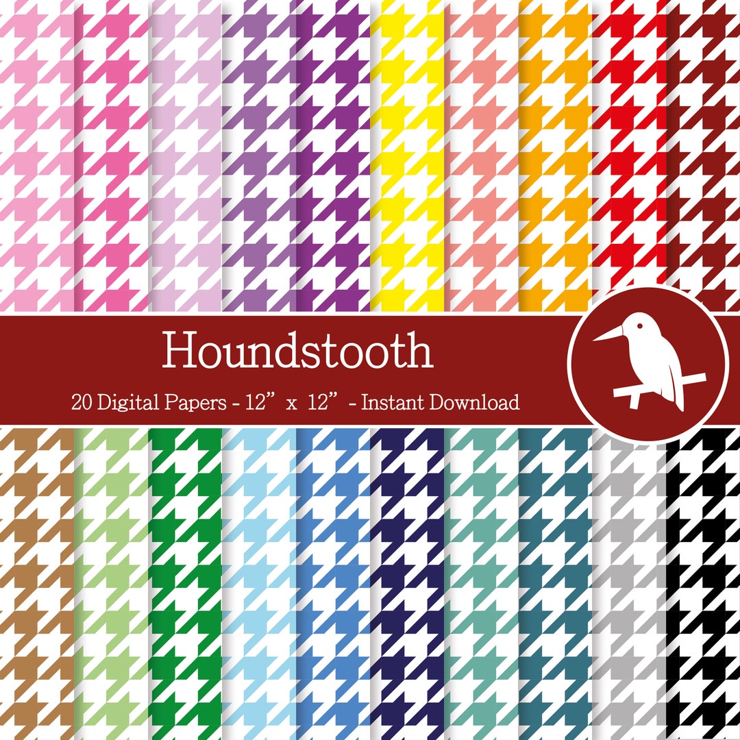 20 Colourful Houndstooth Digital Papers Set for Instant Download ...