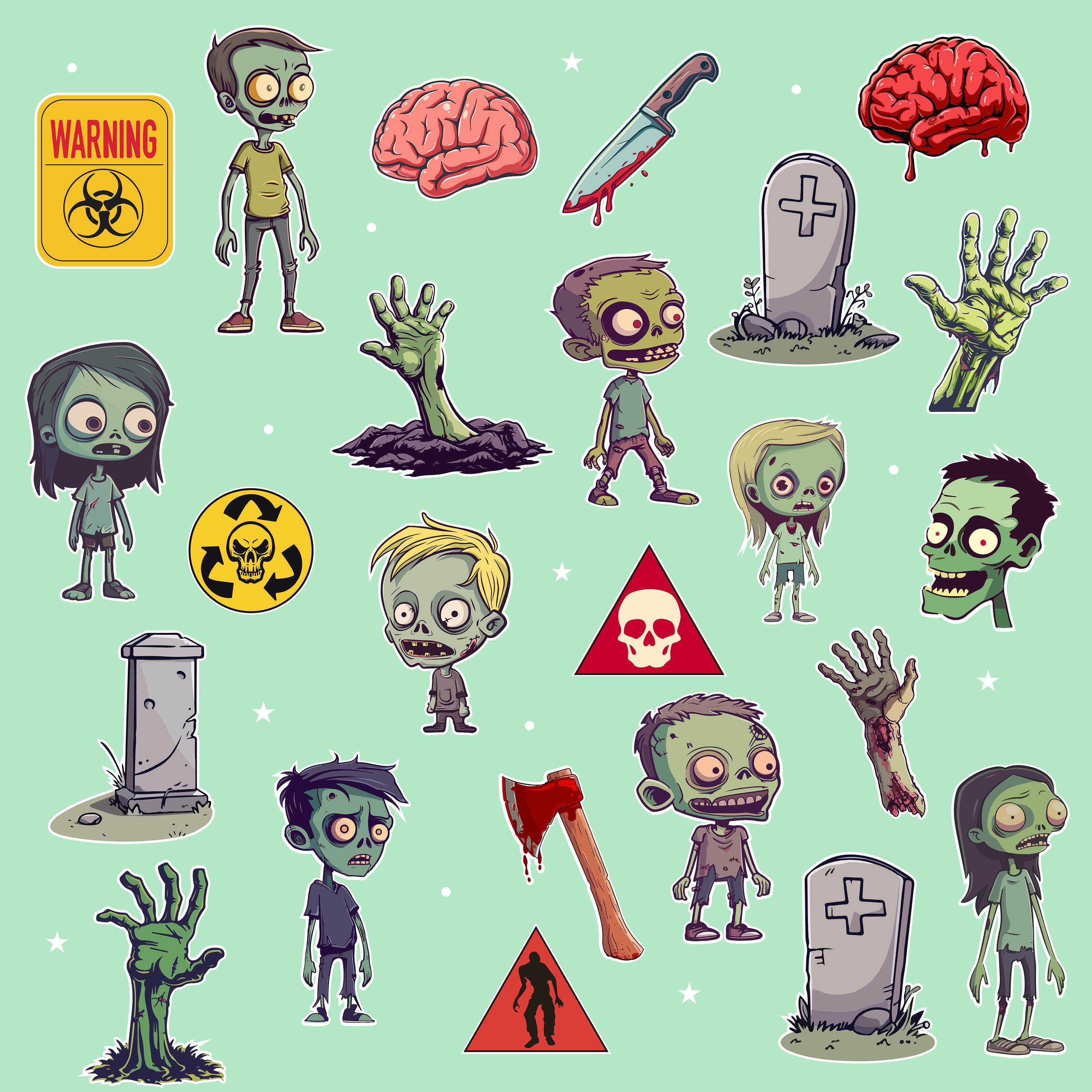 Zombies Style Halloween Clipart Design Illustration Images – Instant ...