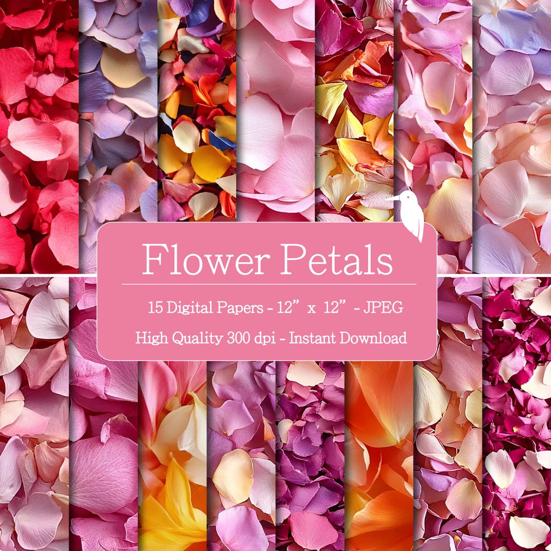 Flower Petals Textures Digital Papers Set for Instant Download, Digital ...