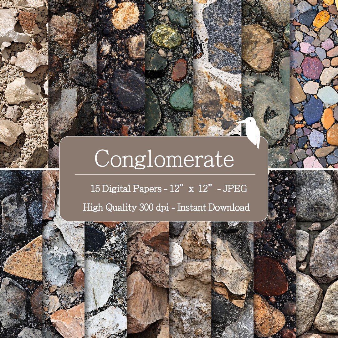 Conglomerate Textures Digital Papers Set for Instant Download, Digital ...