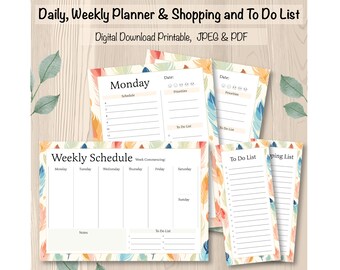 Boho Circle Design Pattern Printable Planner Set Daily and Weekly ...