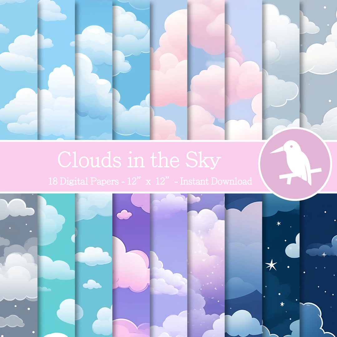 18 Clouds in the Sky Textures Digital Papers Set for Instant Download ...