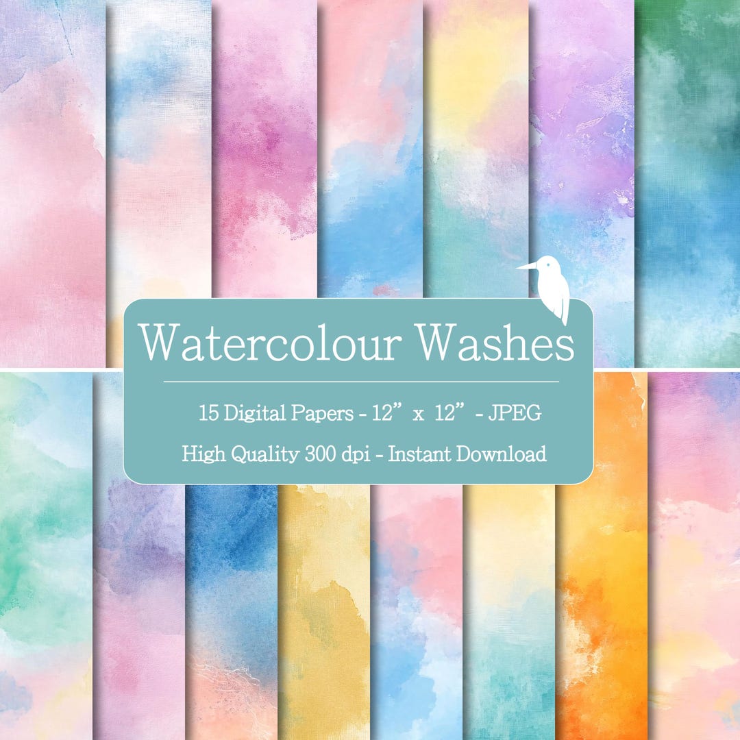 Watercolour Washes Textures Digital Papers Set for Instant Download ...