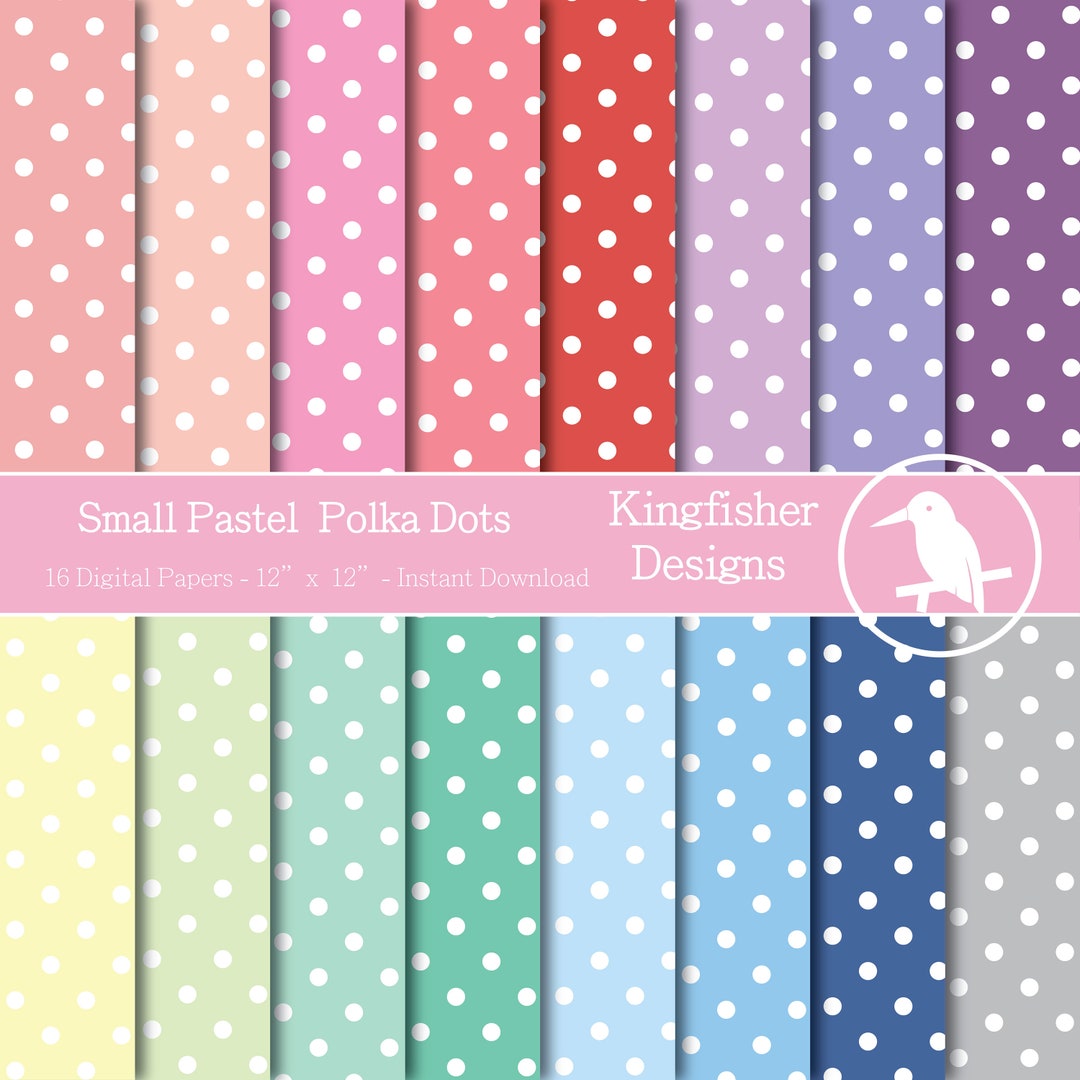 16 Small Pastel Polka Dots Digital Papers Set for Instant Download ...