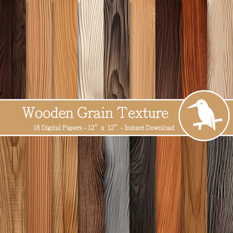 18 Seamless Wood Grain Textures Digital Papers Set for Instant Download ...