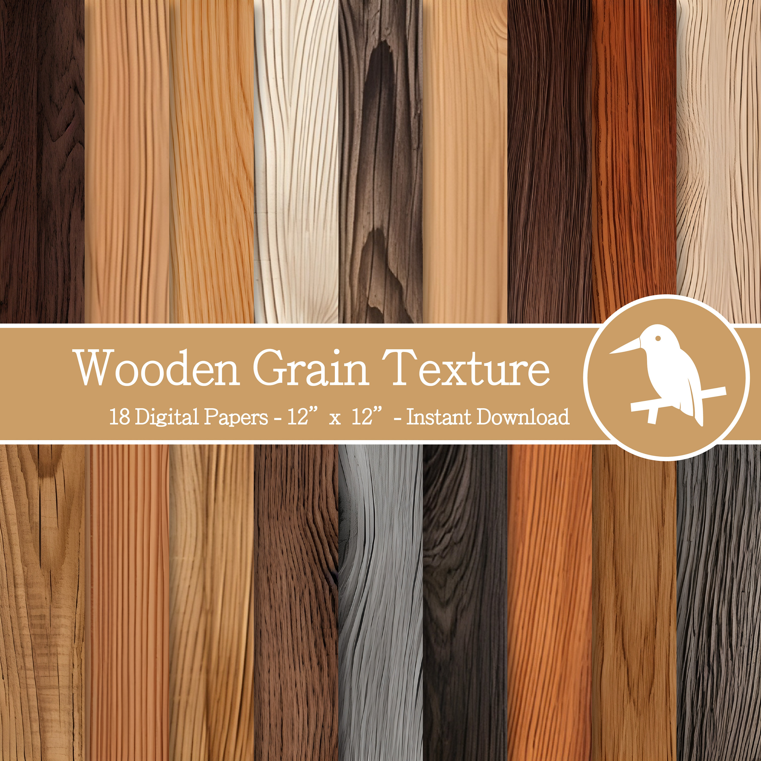 18 Seamless Wood Grain Textures Digital Papers Set for Instant Download ...
