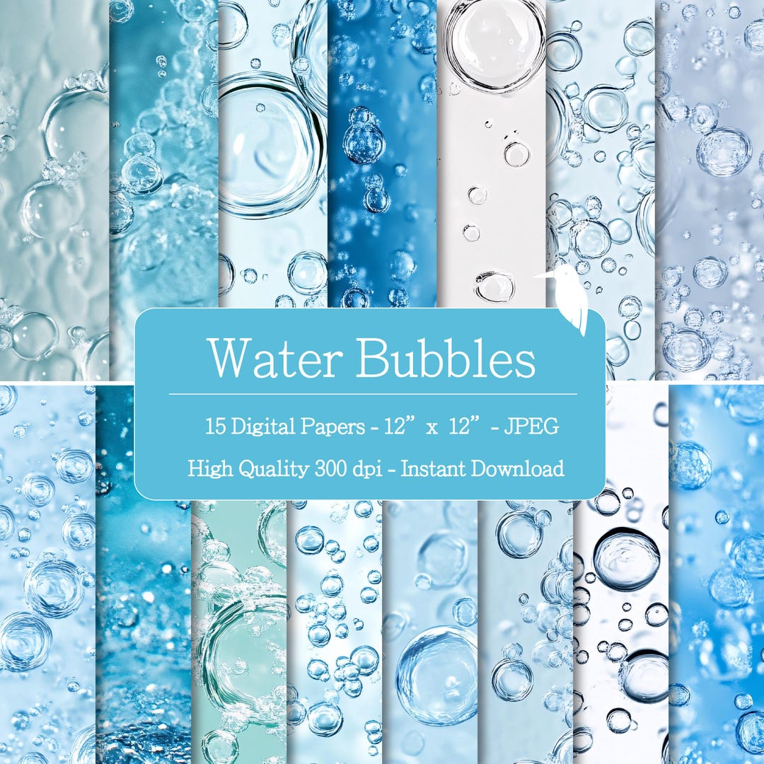 Water Bubbles Textures Digital Papers Set for Instant Download, Digital ...