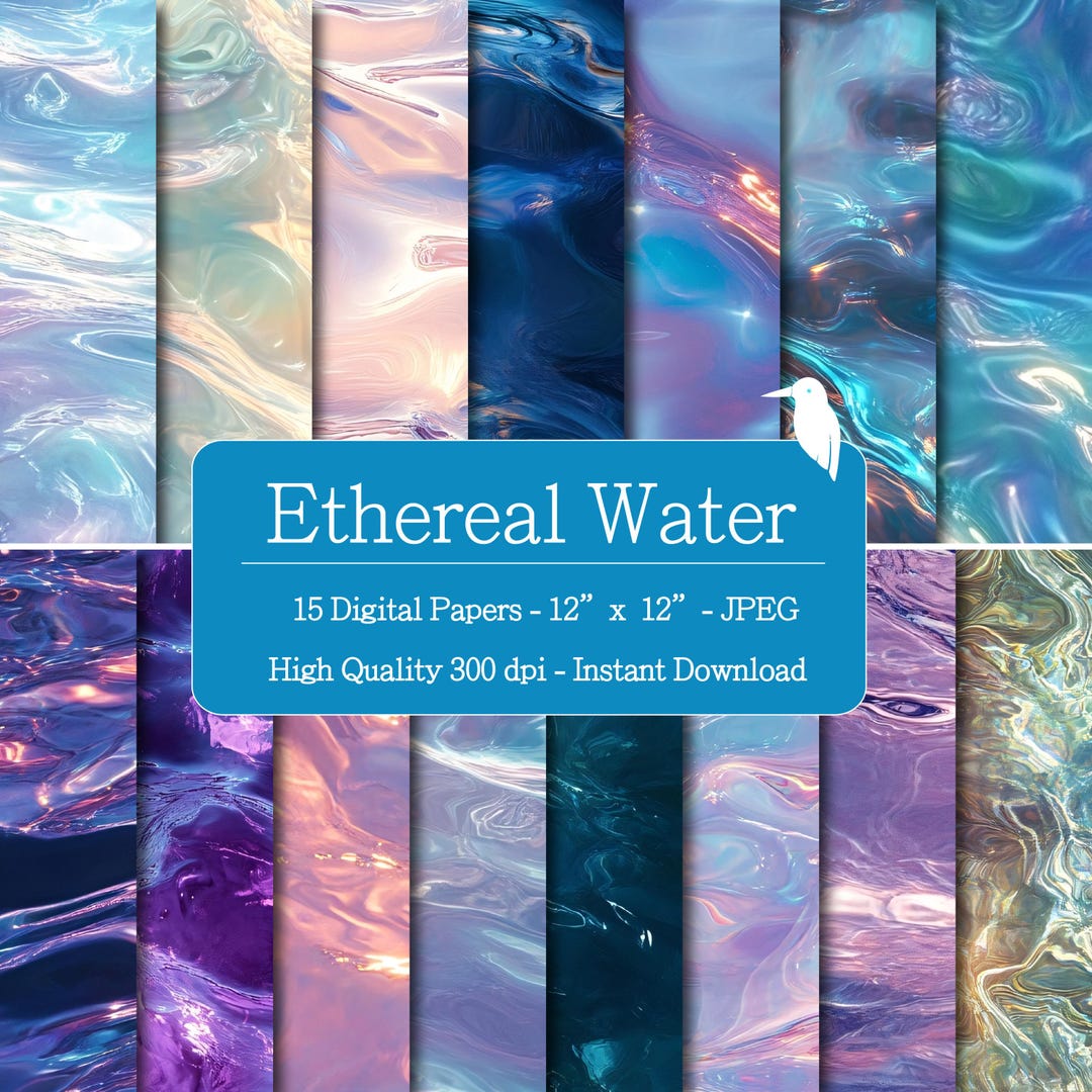 Ethereal Water Texture Digital Papers Set for Instant Download, Digital ...