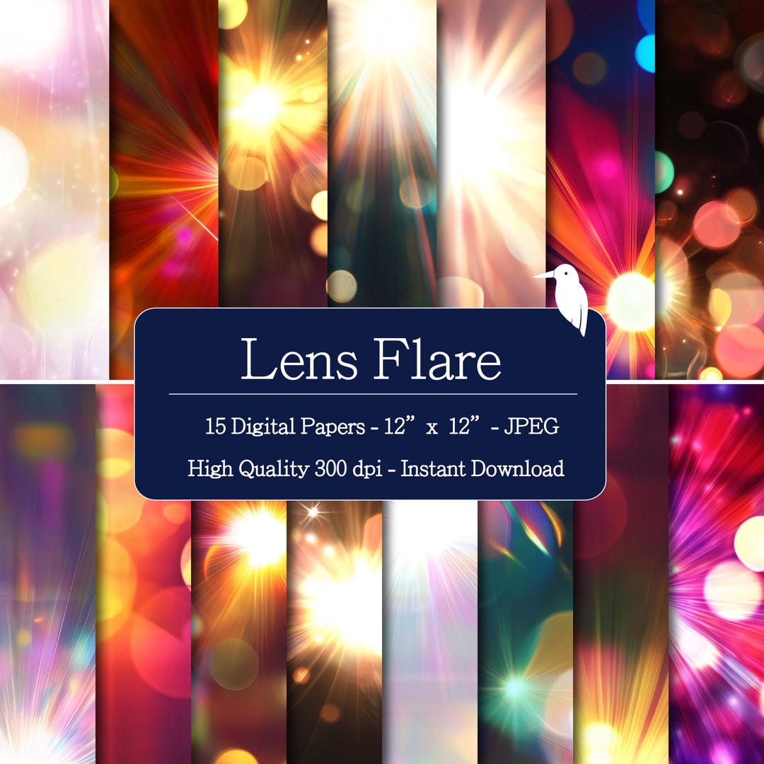 Lens Flare Textures Digital Papers Set for Instant Download, Digital ...