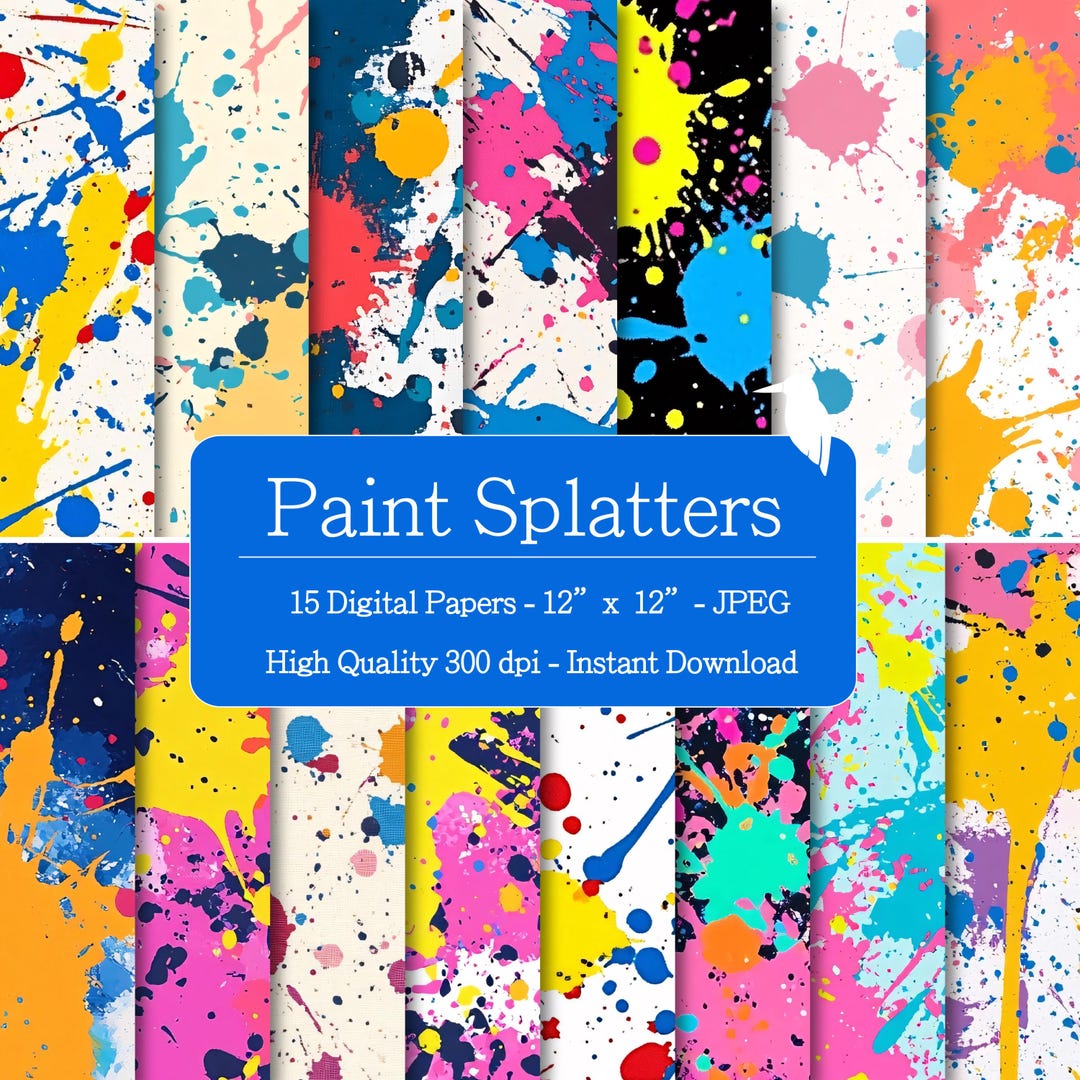 Paint Splatters Textures Digital Papers Set for Instant Download ...