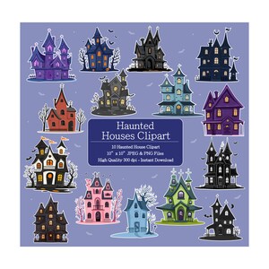Halloween Haunted Houses Clipart Design Illustration Images – Instant ...