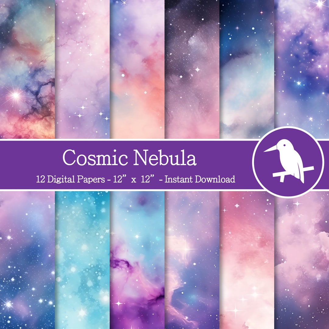 12 Space Cosmic Nebula Textures Pattern Digital Papers Set, Instant ...