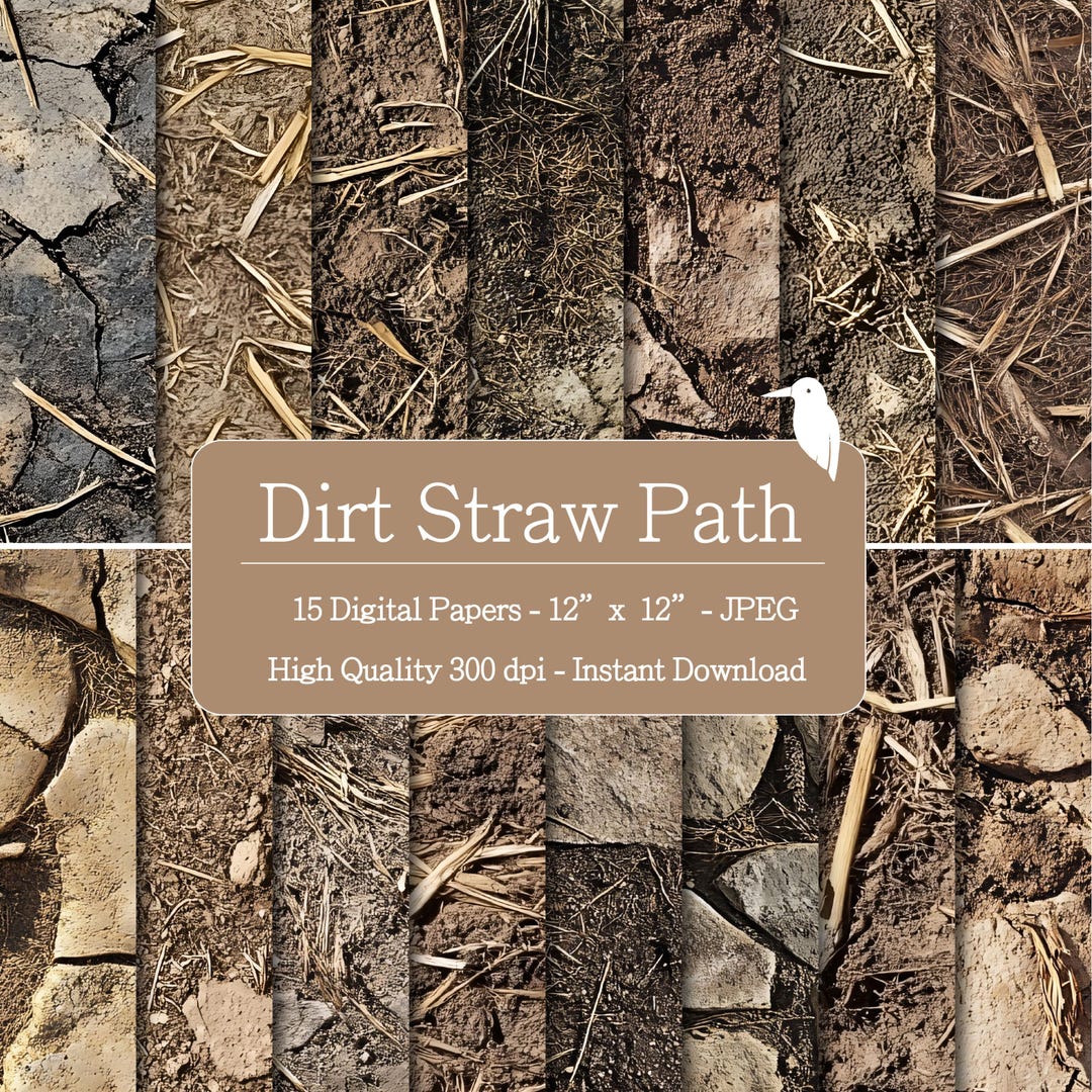 Dirt Straw Path Texture Digital Papers Set for Instant Download ...