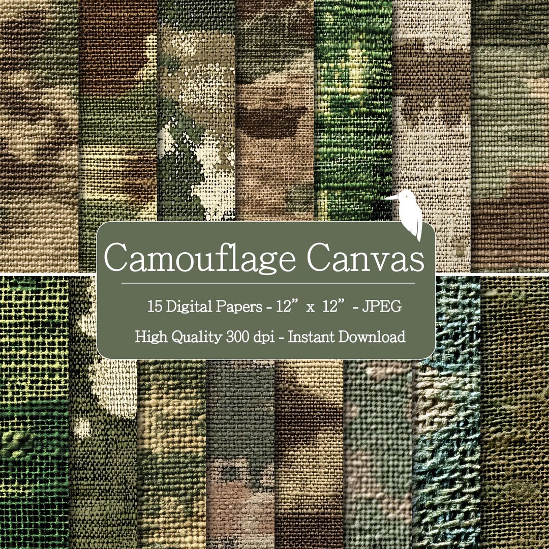 Camouflage Canvas Texture Digital Papers Set for Instant Download ...