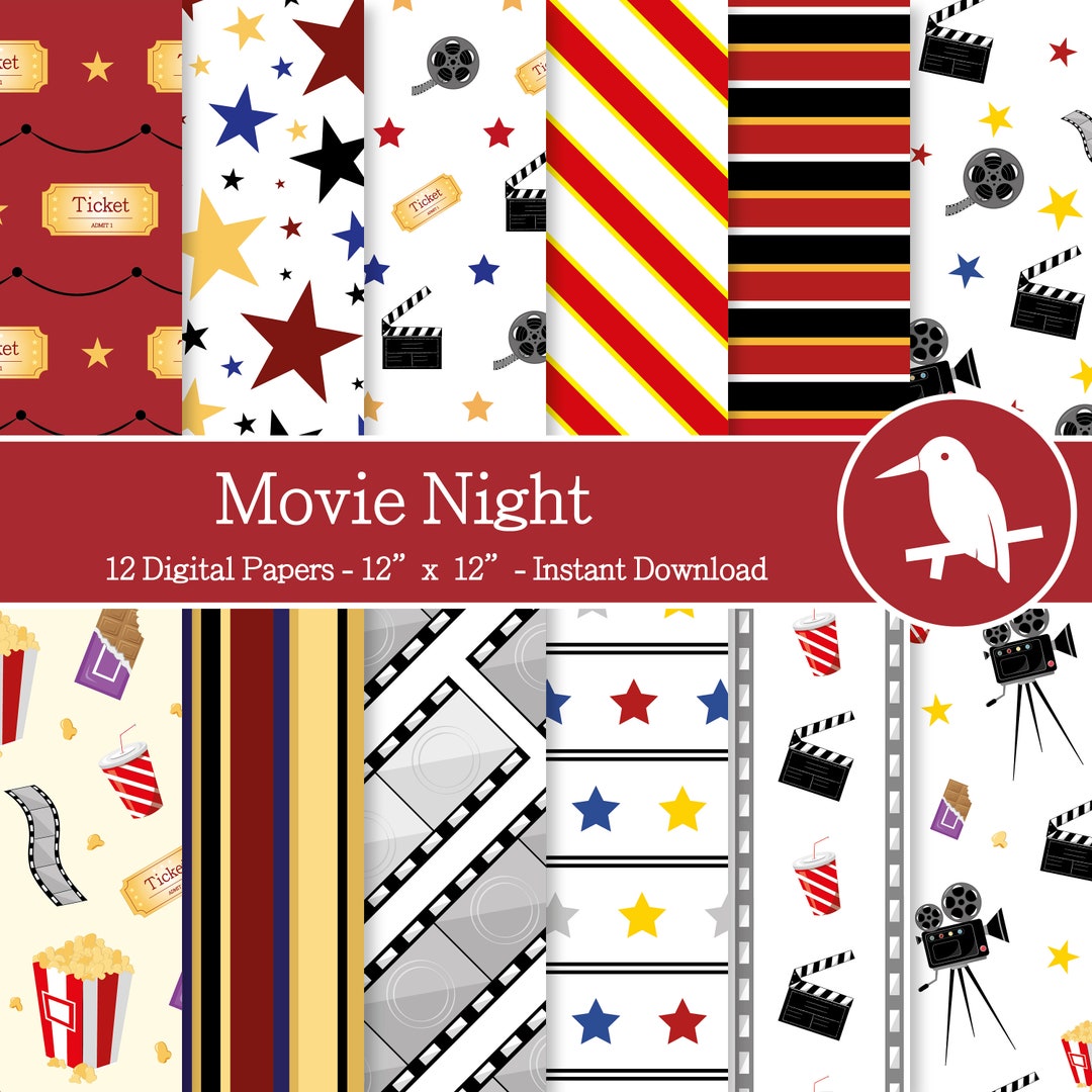 12 Movie and Film Design Digital Papers Set for Instant Download ...