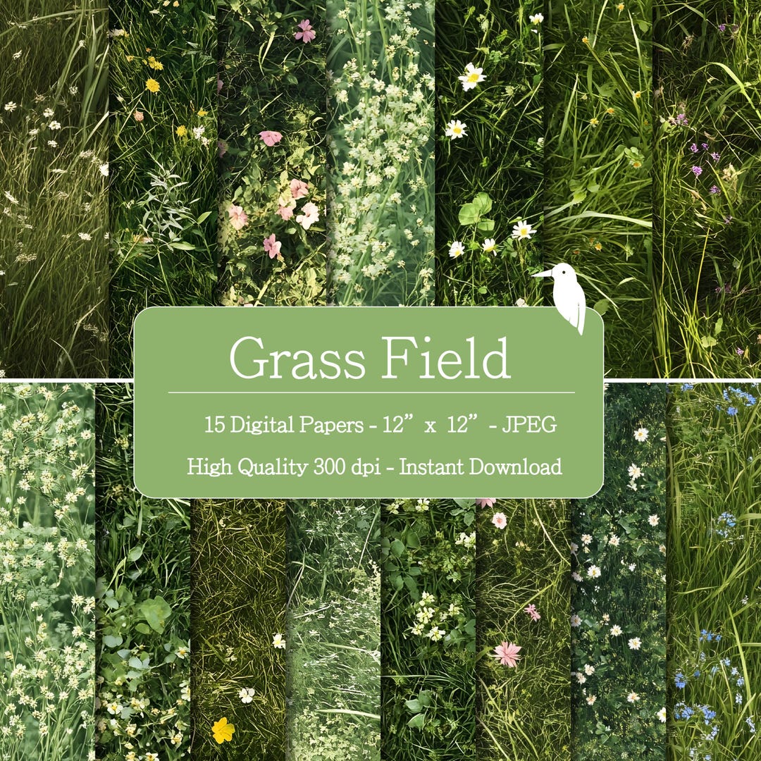 Grass Field Textures Digital Papers Set for Instant Download, Digital ...