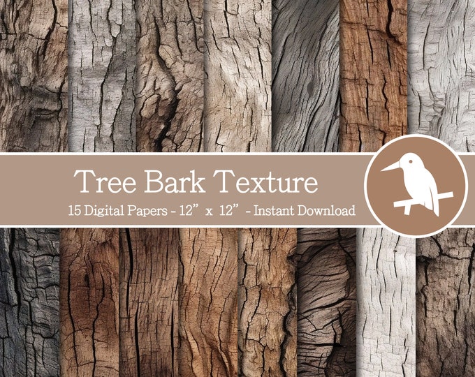 15 Tree Bark Textures Pattern Digital Papers Set for Instant Download ...