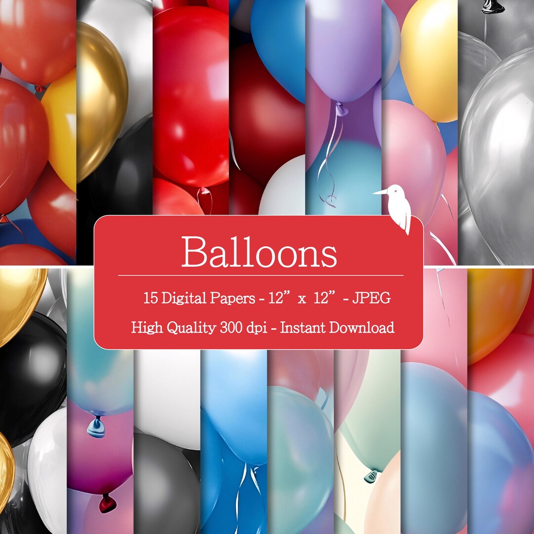 Balloons Textures Digital Papers Set for Instant Download, Digital ...