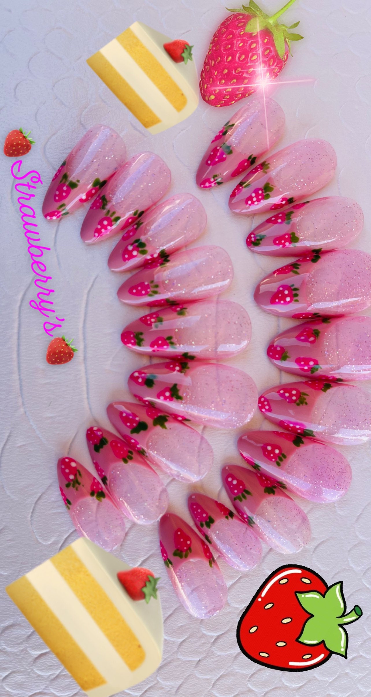 Strawberry Nails/Kawaii Japanese/French tip | Etsy