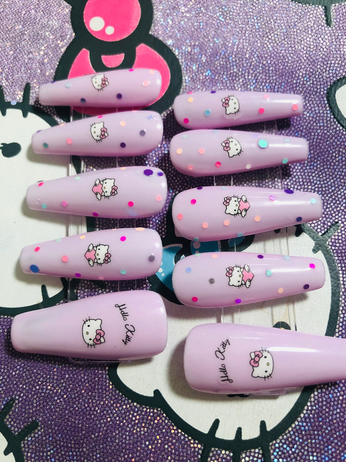 Hello Kitty Lavender Press-On Nails | Etsy