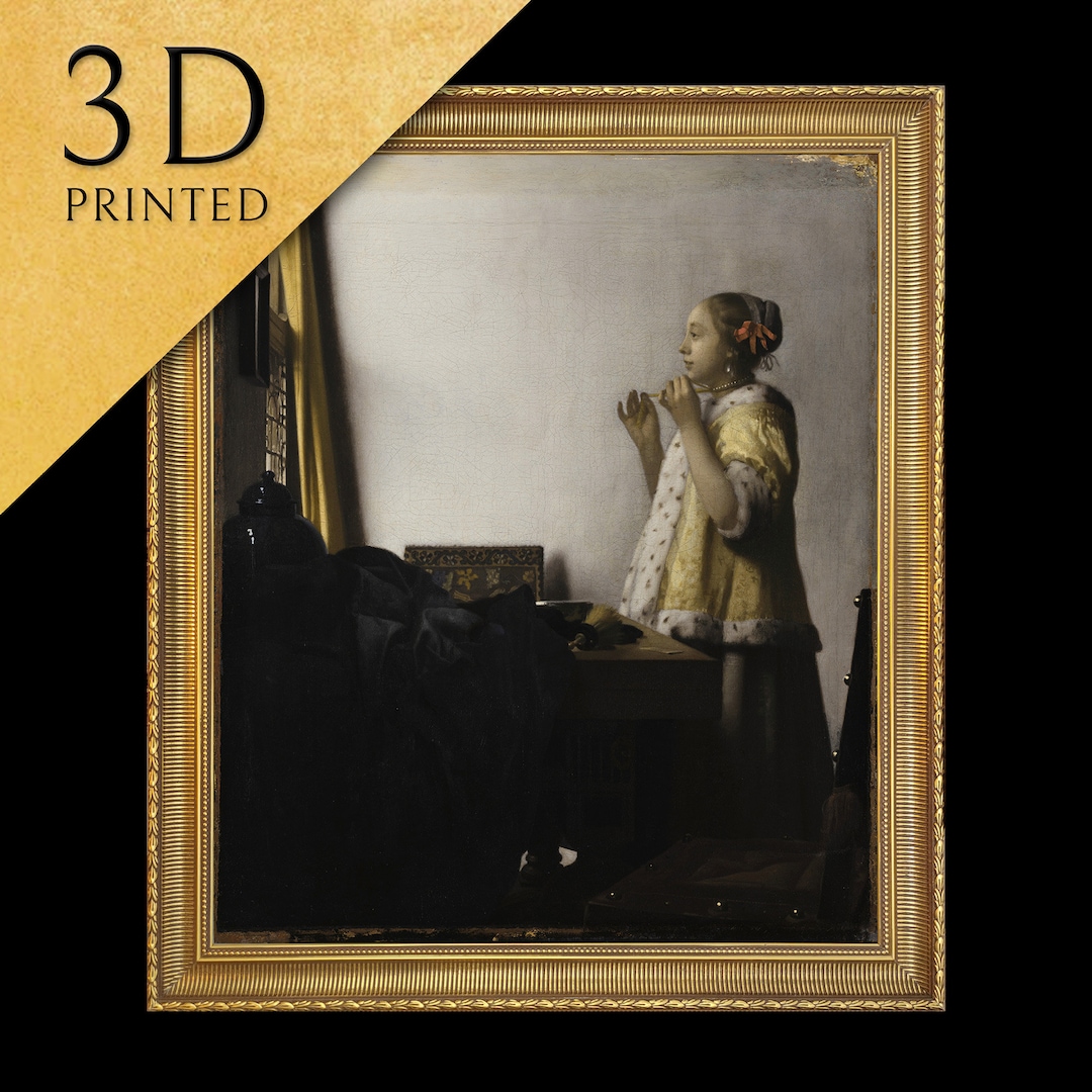 Junge Frau mit einer Perlenkette von Johannes Vermeer, 3D Gedruckt mit ...