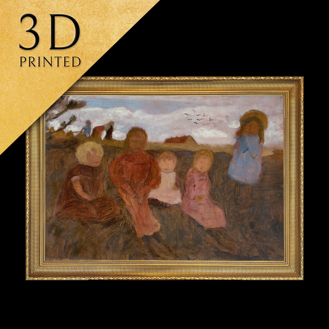 Paula Modersohn Becker Print: Fünf Kinder an Einem Hang, 3D Textured ...