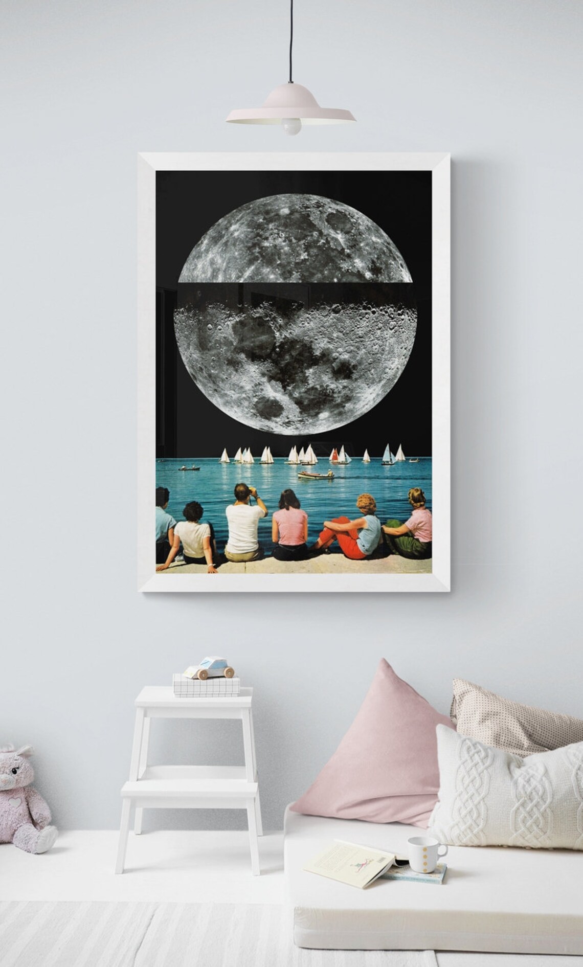 Surreal Collage 8x11 Handmade Collage Space Full Moon - Etsy