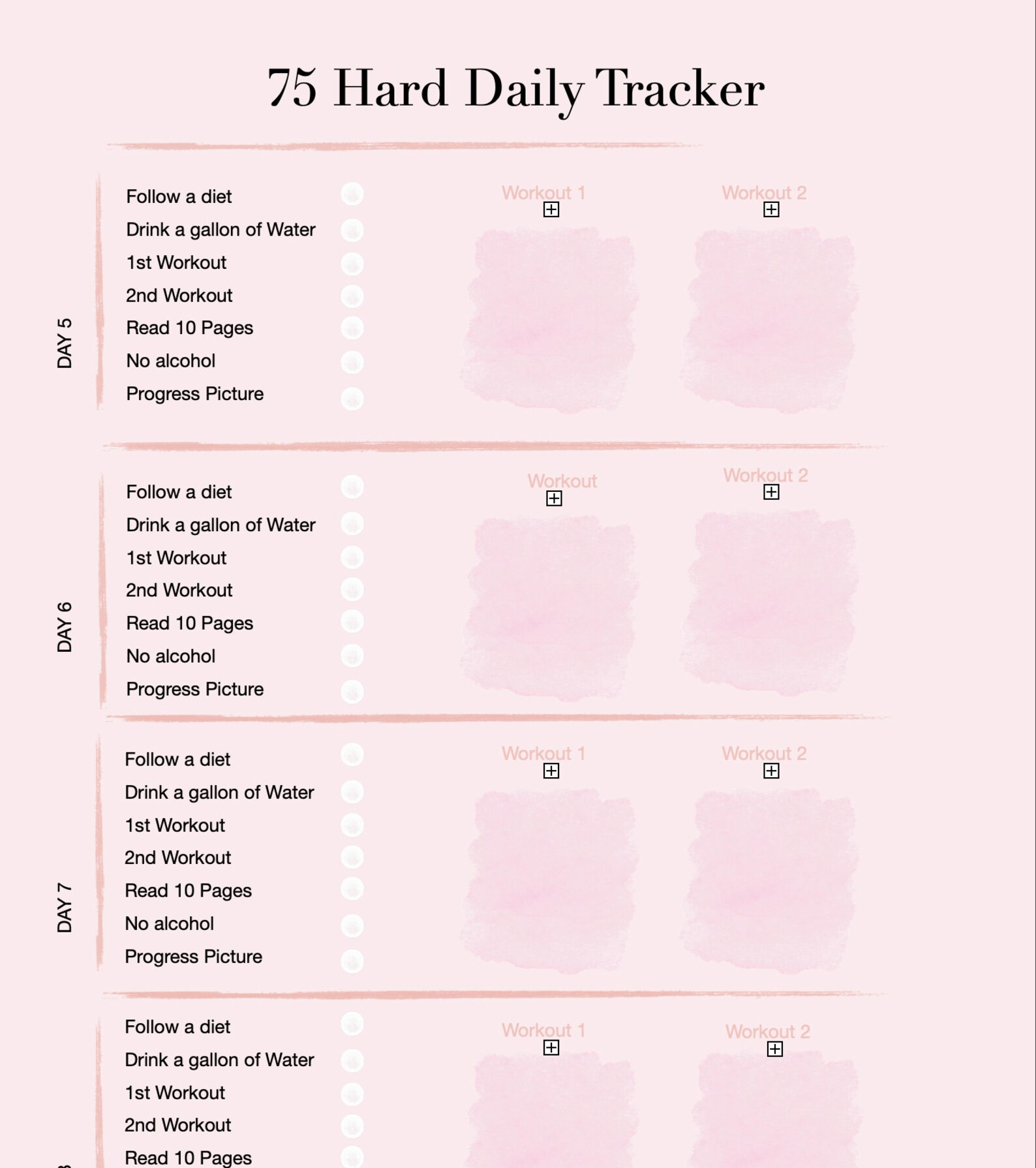 75 Hard Challenge Daily Habit Tracker - Etsy