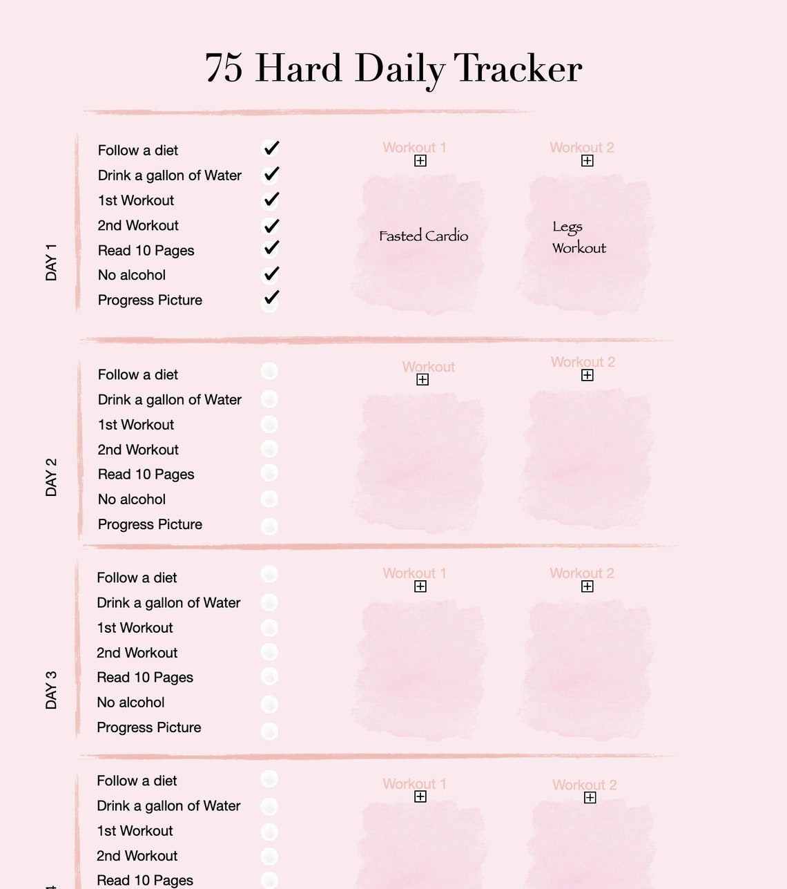 75 Hard Challenge Daily Habit Tracker - Etsy