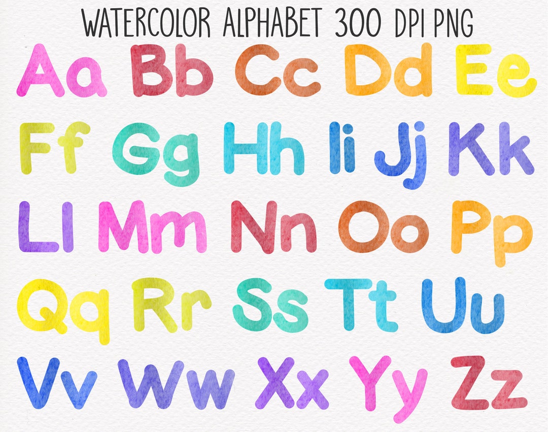 Watercolor Alphabet Clipart - Watercolor Letters Clip Art - Rainbow ...