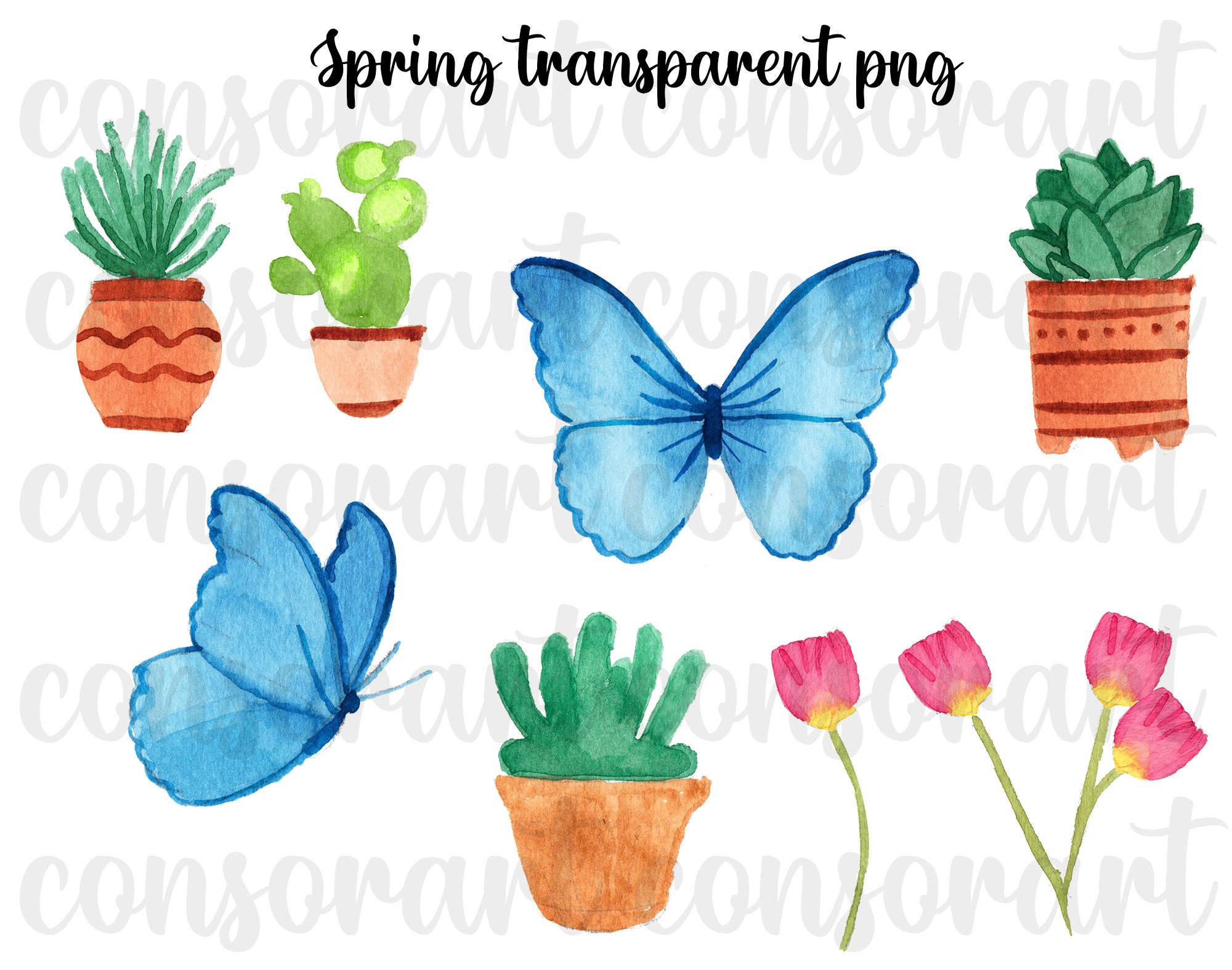 Watercolor Clipart Spring Clipart Garden Flower | Etsy