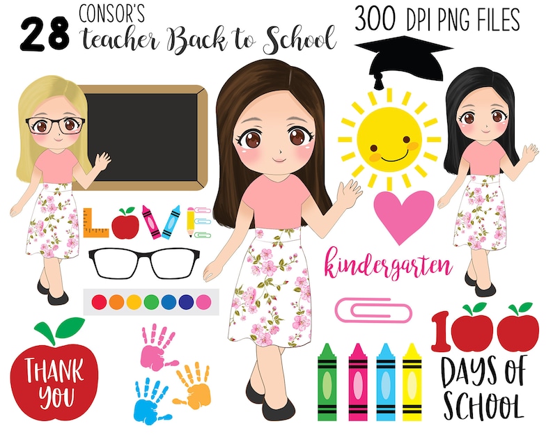 Back to School Clip Art School Clip Art Cute Teacher Clipart Scrapbook ...