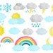 Watercolor Weather Clip Art - Sun Rainbow Moon Clouds Rain Snowflake ...