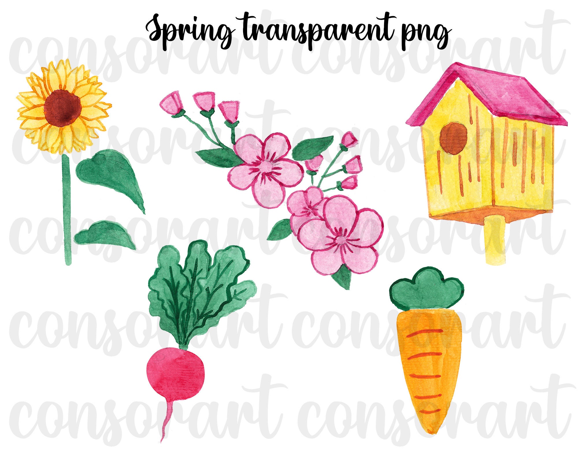 Watercolor Clipart Spring Clipart Garden Flower | Etsy