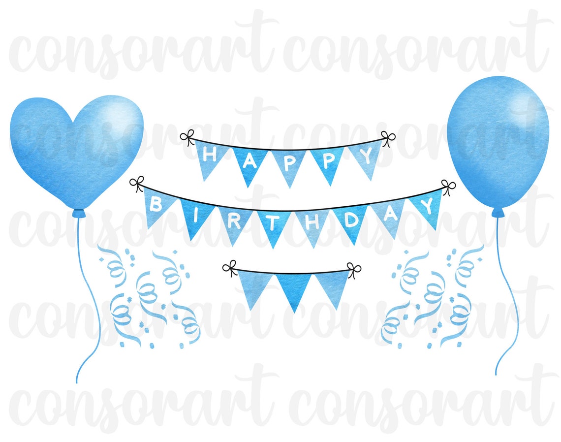 Watercolor Bunting Clipart, Blue Bunting Download - Instant Download ...