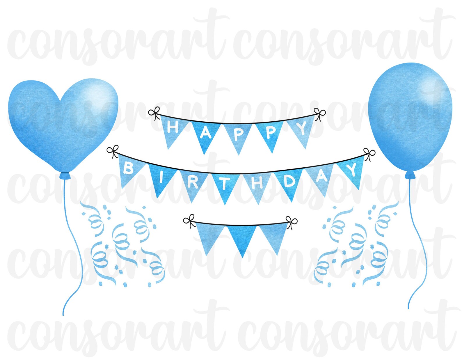 Watercolor Bunting Clipart, Blue Bunting Download - Instant Download ...
