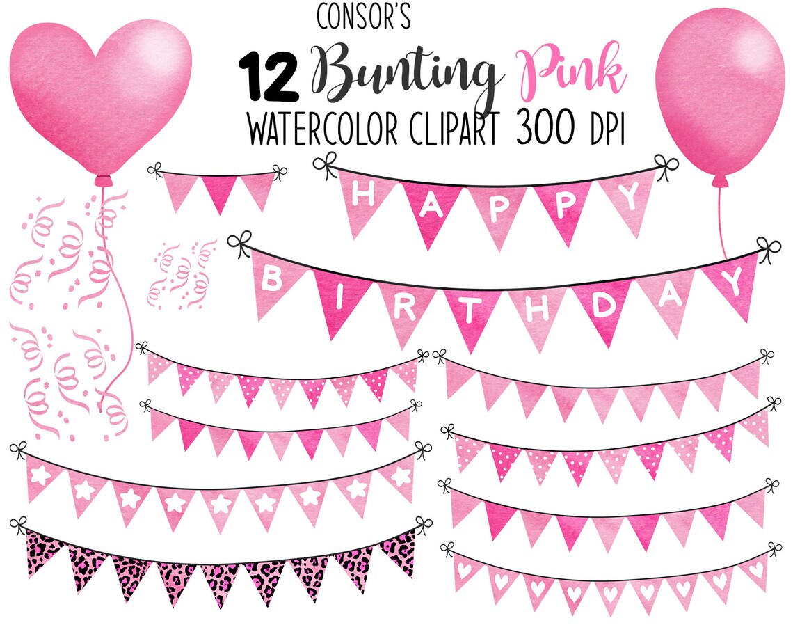 Watercolor Bunting Clipart Bunting Download Instant - Etsy