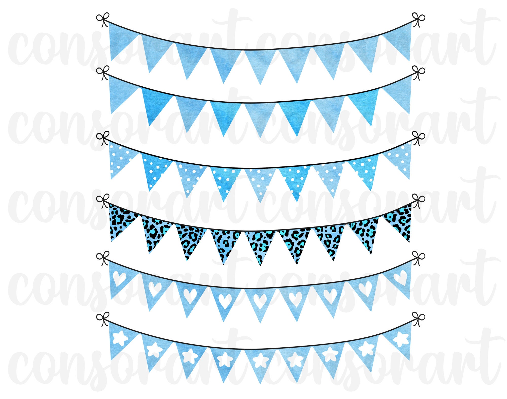 Watercolor Bunting Clipart, Blue Bunting Download - Instant Download ...