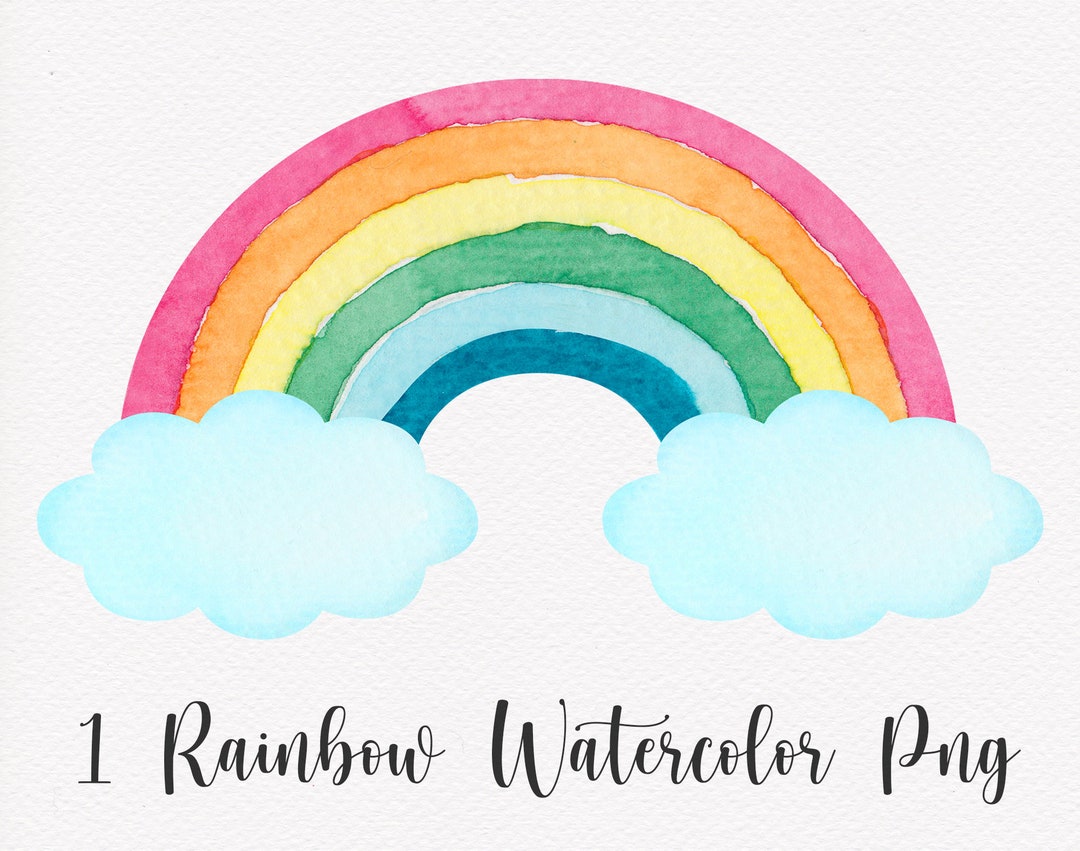 Watercolor Rainbow Clipart, Watercolour Digital Instant Download Clouds ...