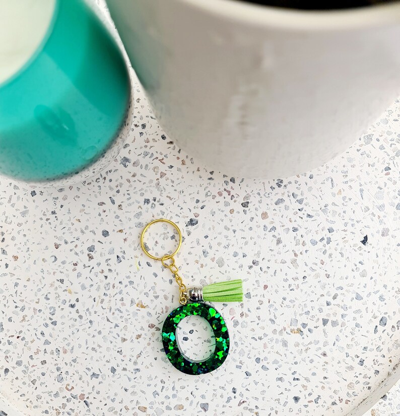 Green Letter Keyring | Letter Keyring | Marguerite Beads - Etsy Australia