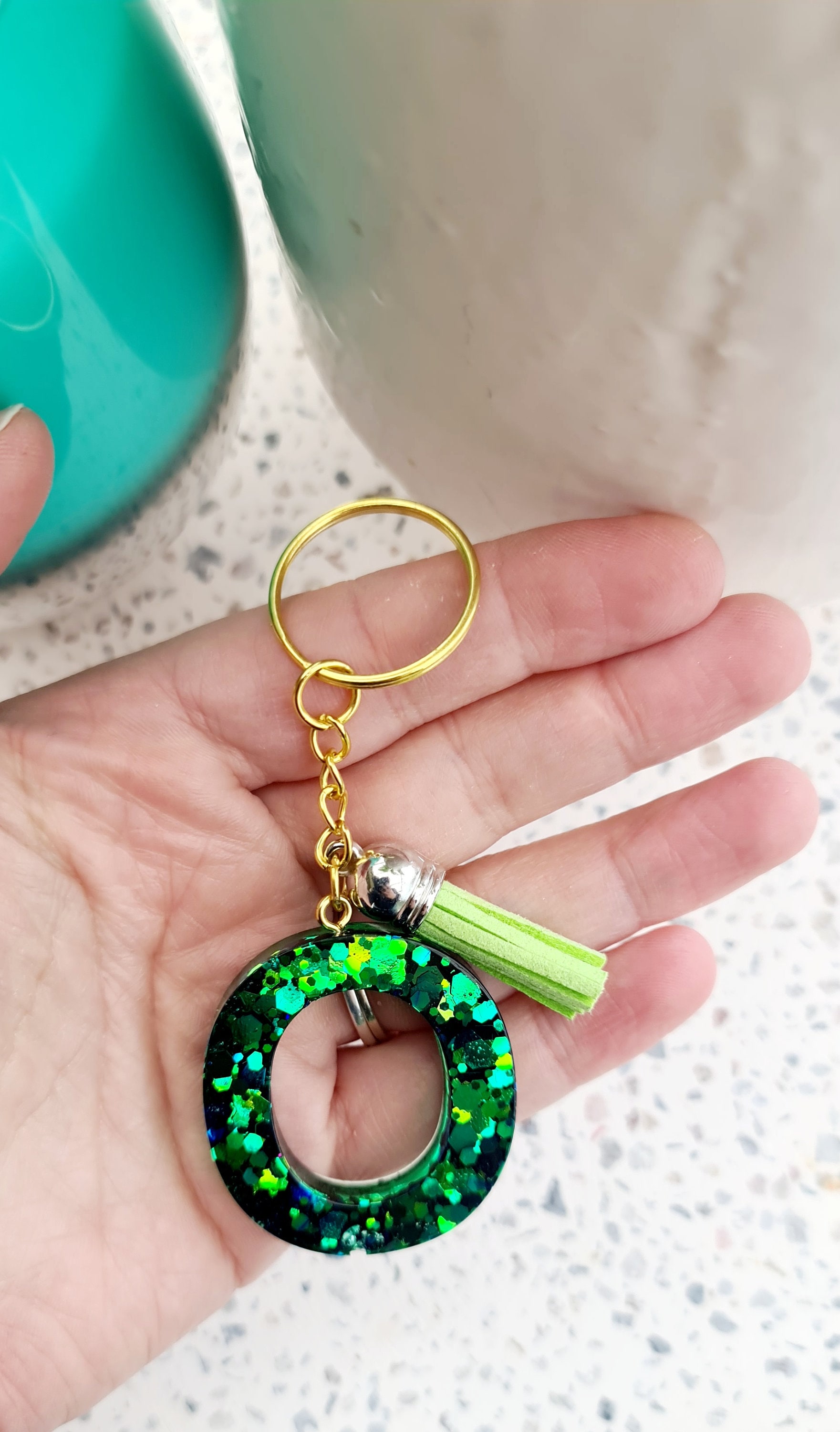 Green Letter Keyring Letter Keyring Marguerite Beads - Etsy Australia
