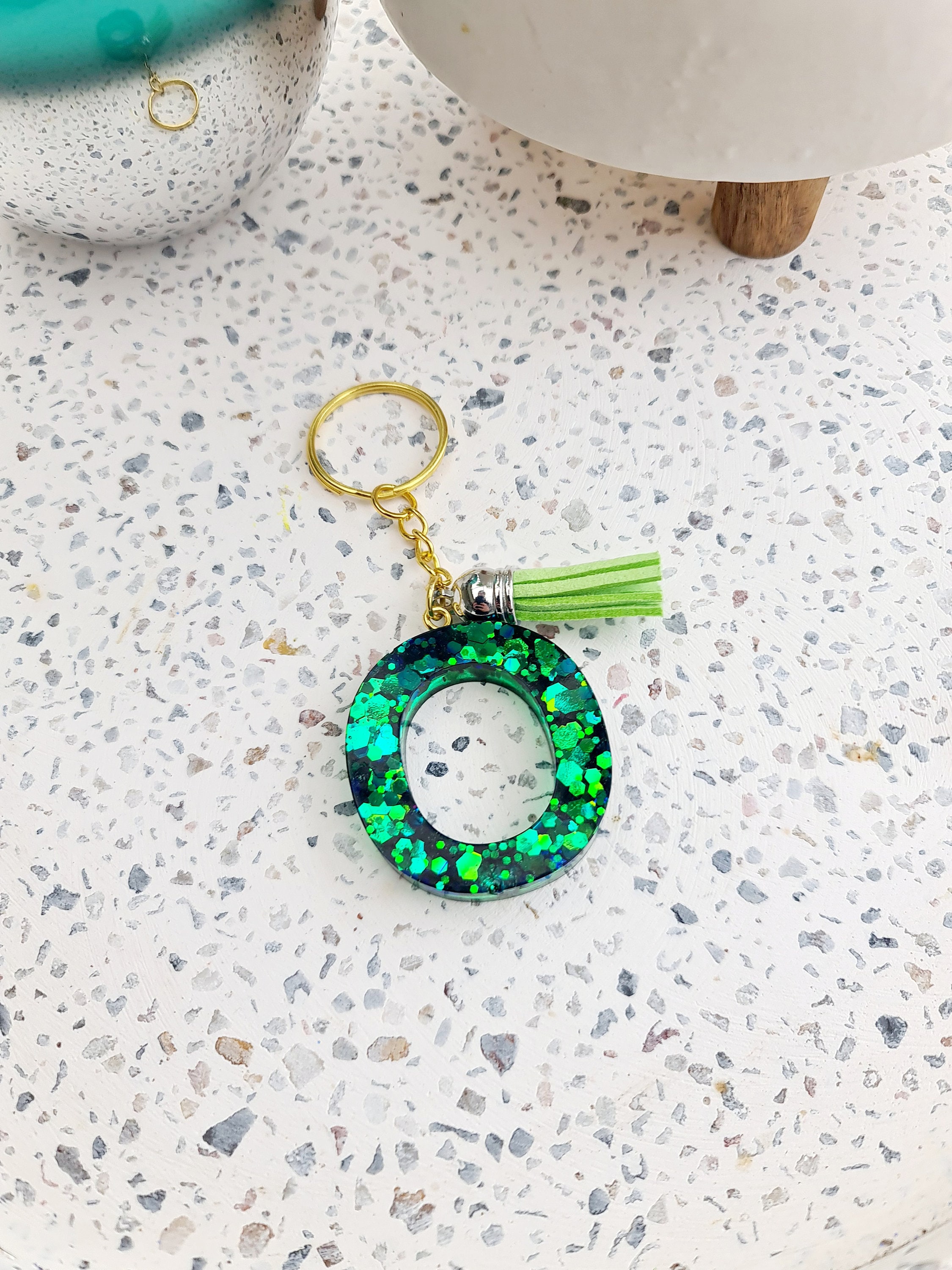 Green Letter Keyring Letter Keyring Marguerite Beads - Etsy Australia