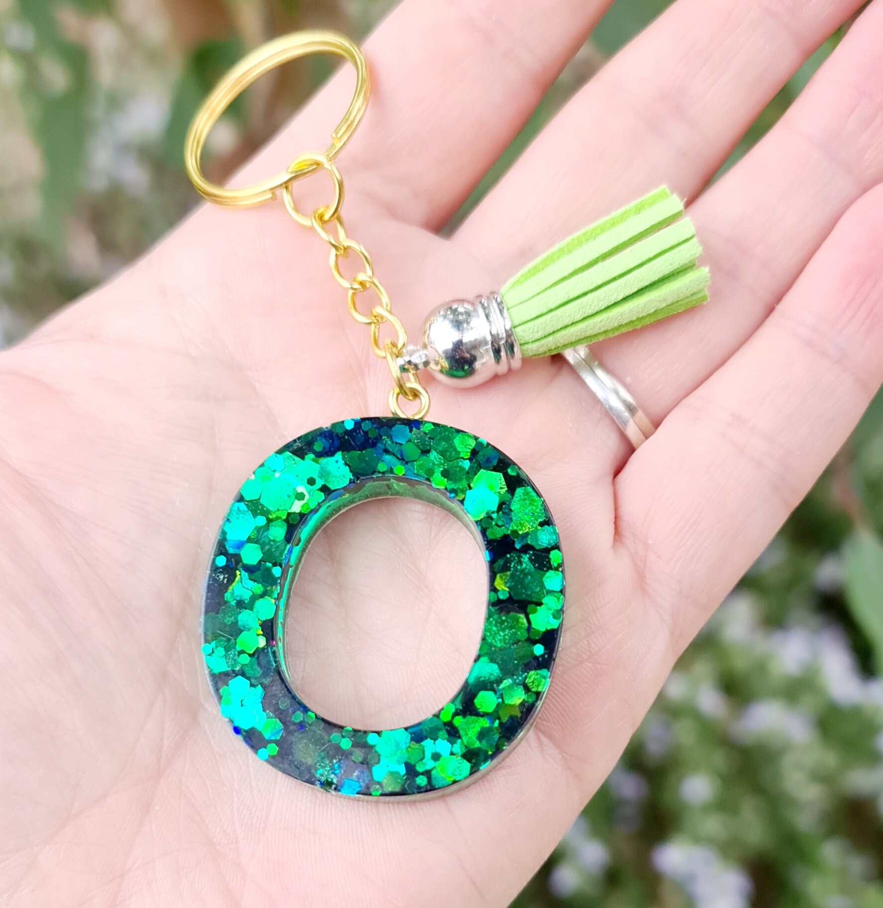 Green Letter Keyring Letter Keyring Marguerite Beads - Etsy Australia