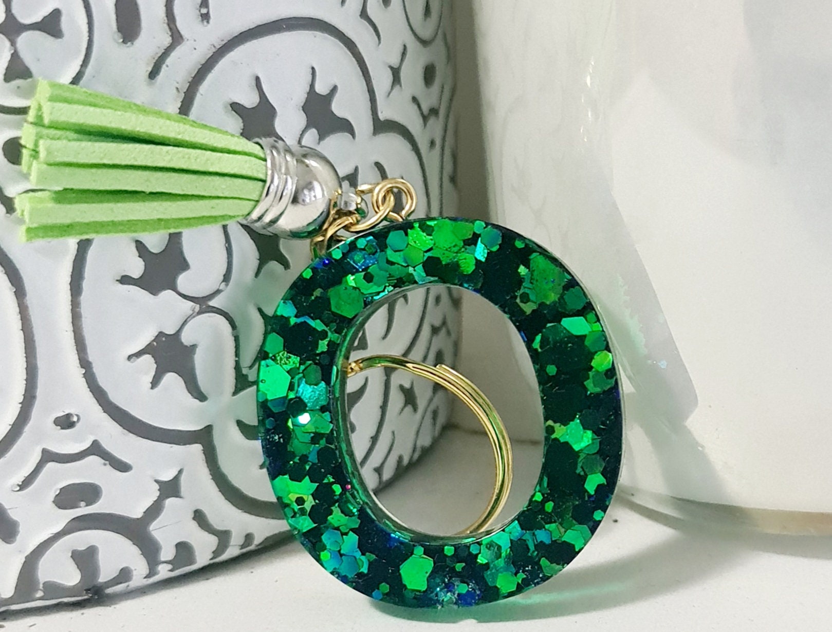 Green Letter Keyring Letter Keyring Marguerite Beads - Etsy Australia